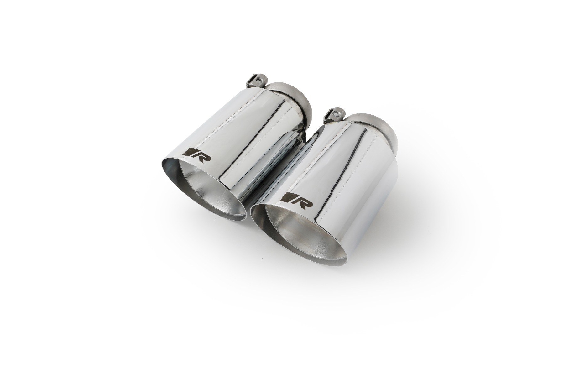 tail pipe set 2 tail pipes Ø 102 mm angled, straight cut, chromed, with ...