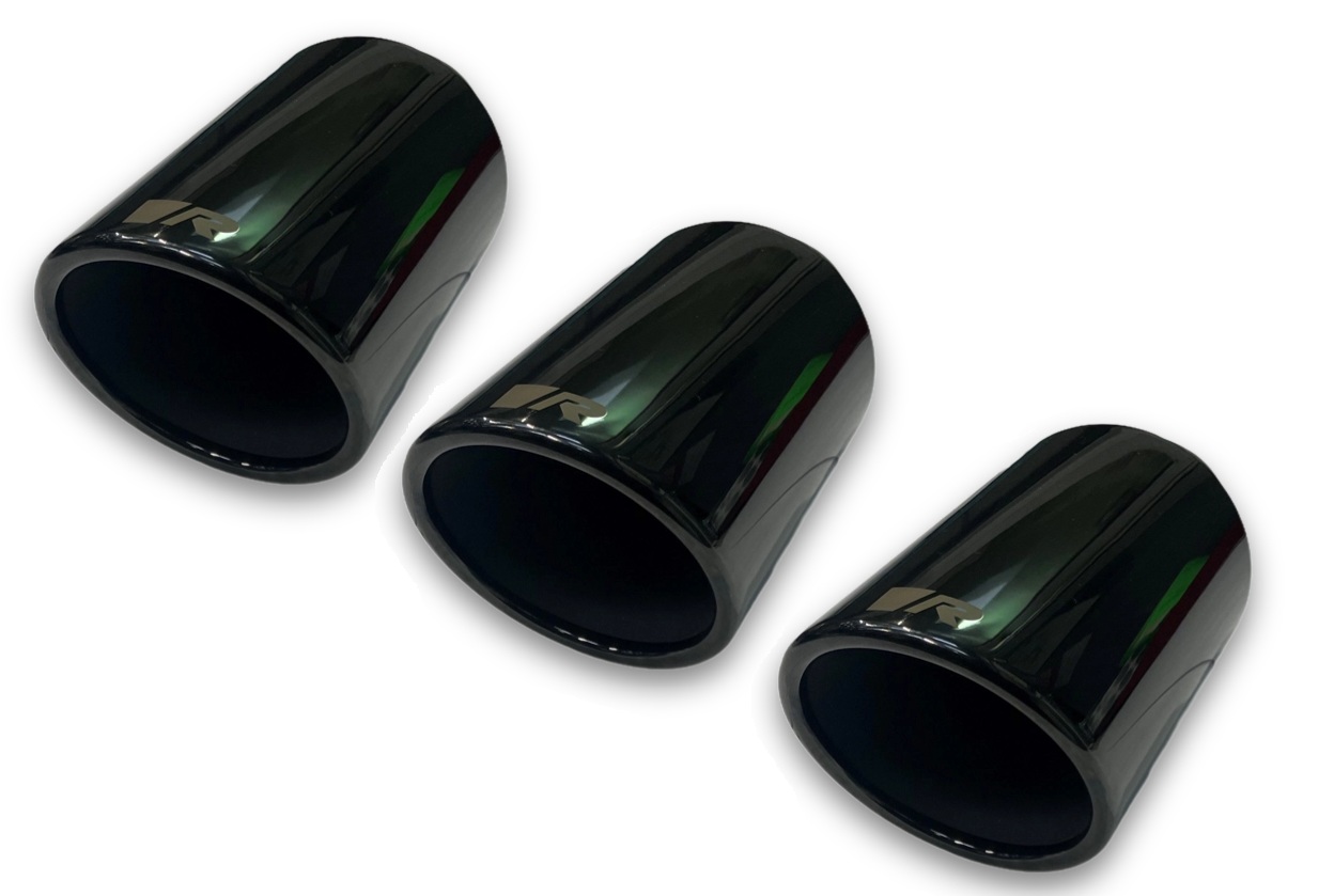 3 stainless steel tail pipe Ø 102 mm angled, rolled edge, Black Chrome ...