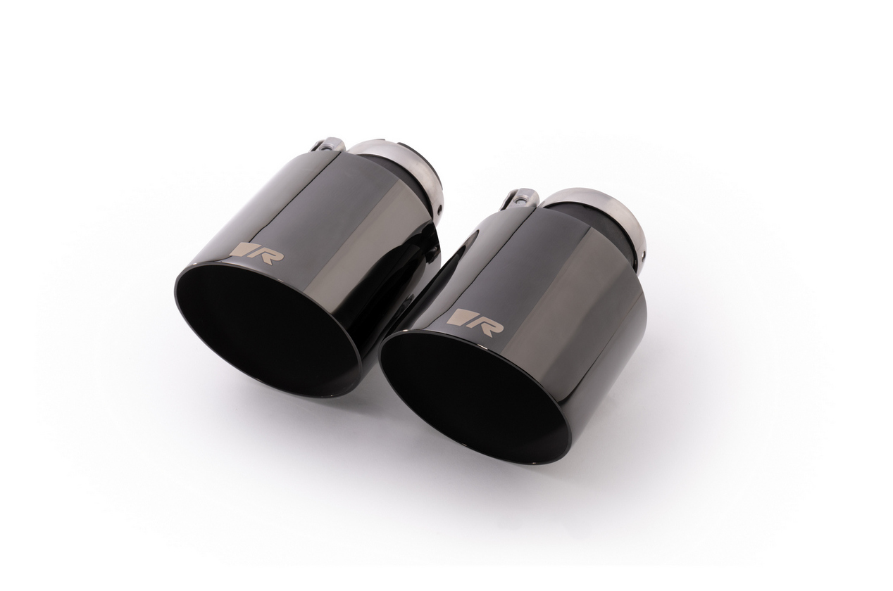 Stainless steel tail pipe set: 2 tail pipes Ø 102 mm angled, straight ...